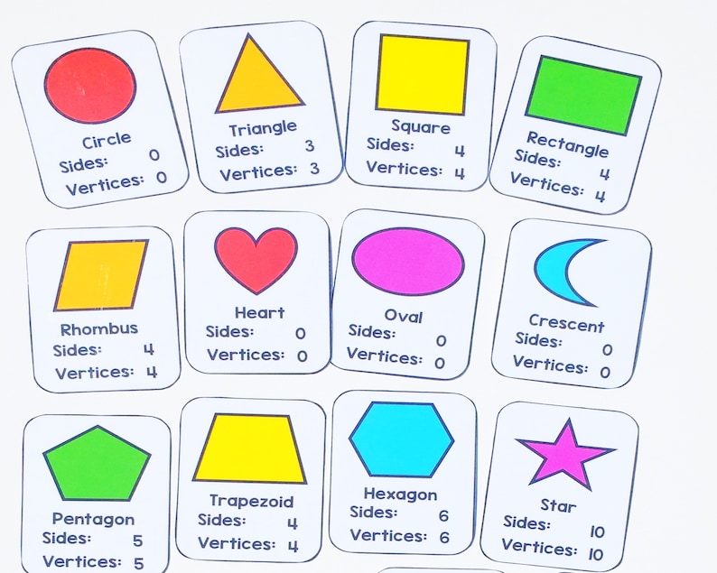 2D and 3D Shapes Flashcards - Etsy