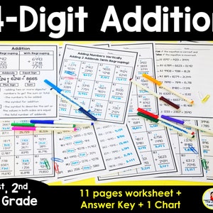 4-digit Addition Worksheet - Etsy