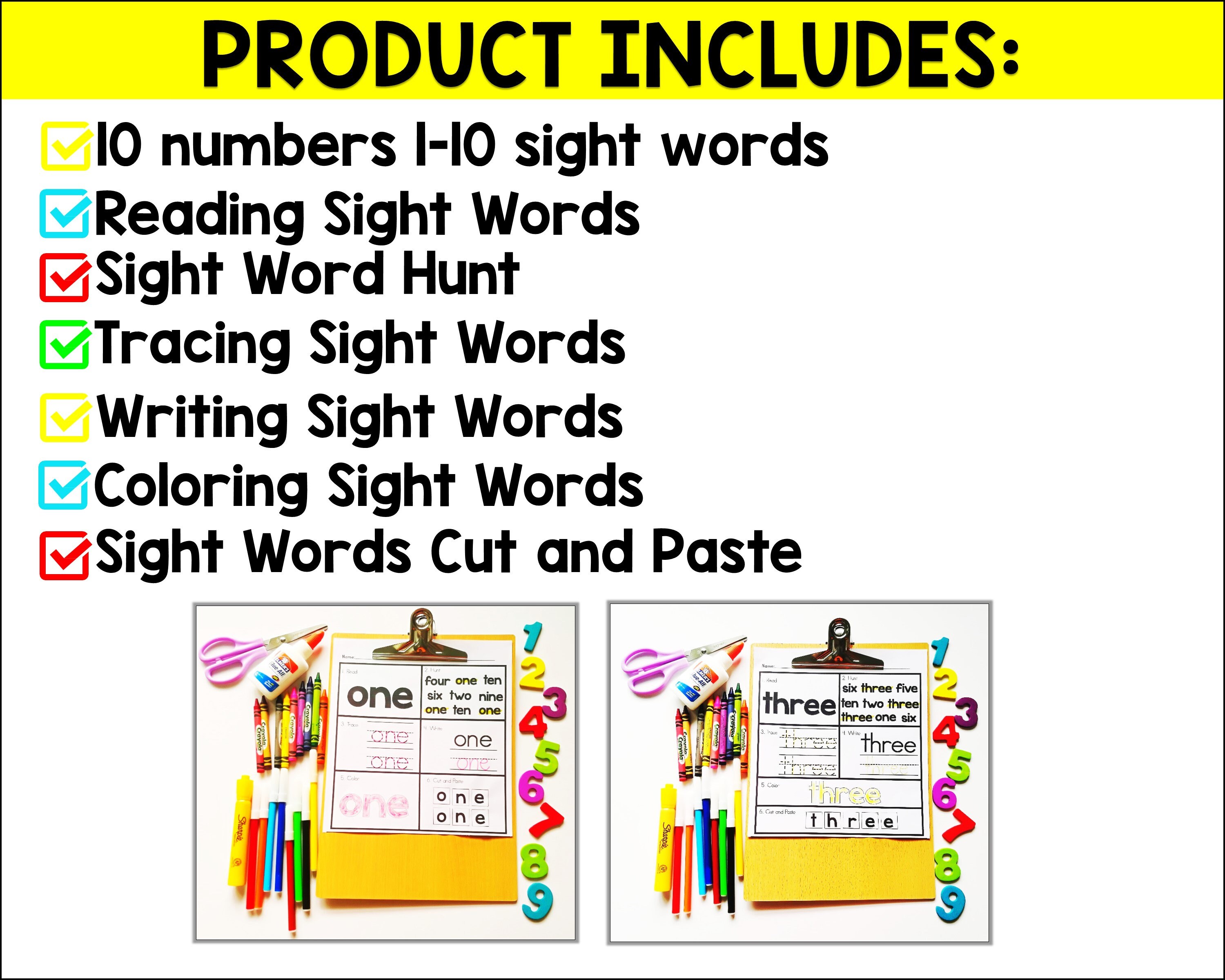 Number Words 1-10 Sight Words Worksheet-sight Words Fluency - Etsy