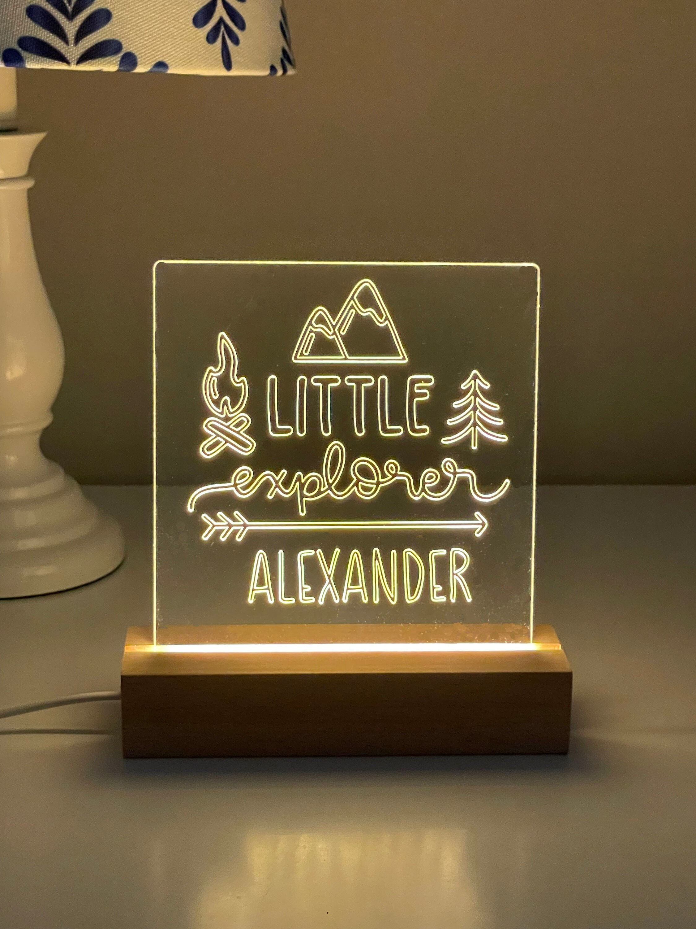 Personalized Night Light Safari Animals Custom Name Night Light Kids ...