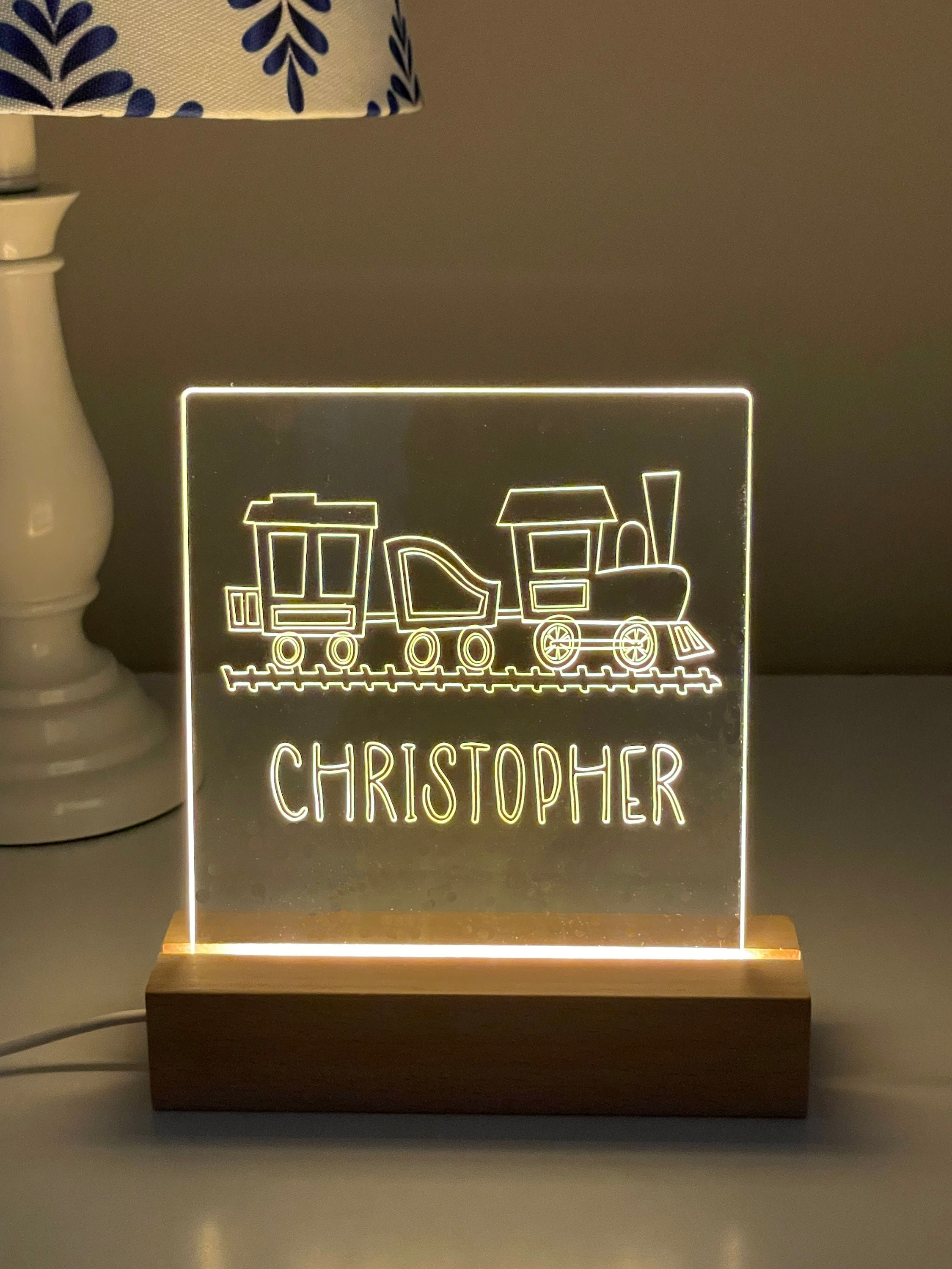 Personalized Locomotive Train Boys Room Nursery Night Light Baby Shower ...