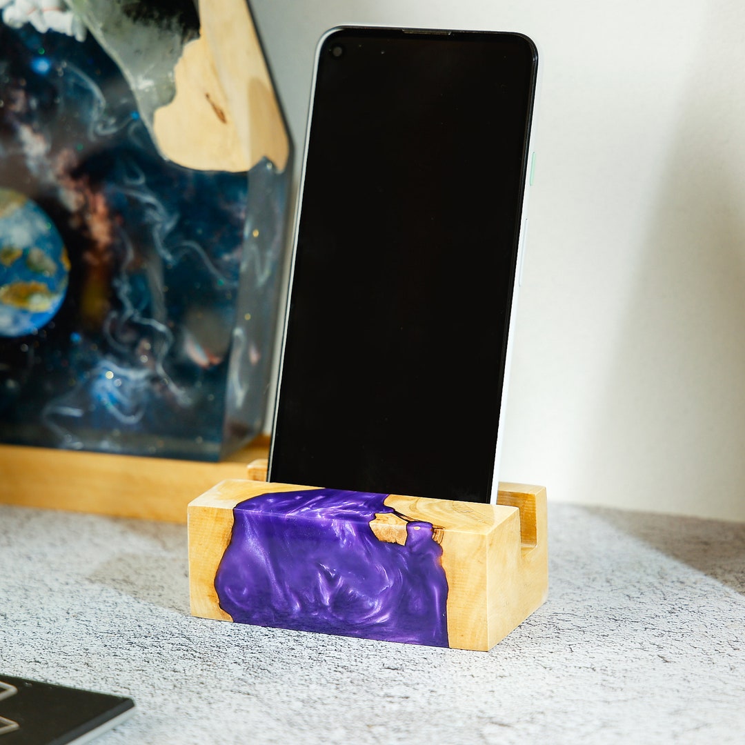 Custom Phone Stand, Wooden and Resin Phone Stand, Personalized Cell ...