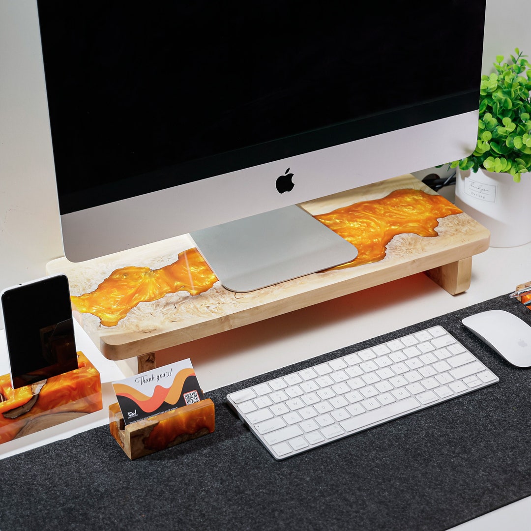 Custom Monitor Stand, Wood Monitor Imac Stand, Monitor Shelf, Walnut ...