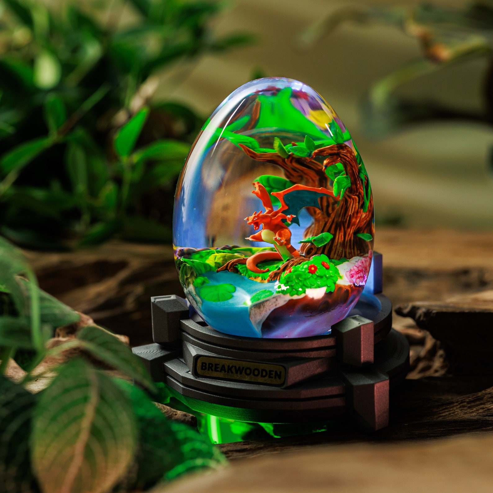 CHARIZARD POKEMON Resin Lamp Egg, Custom Epoxy Resin Art, Handcrafted ...
