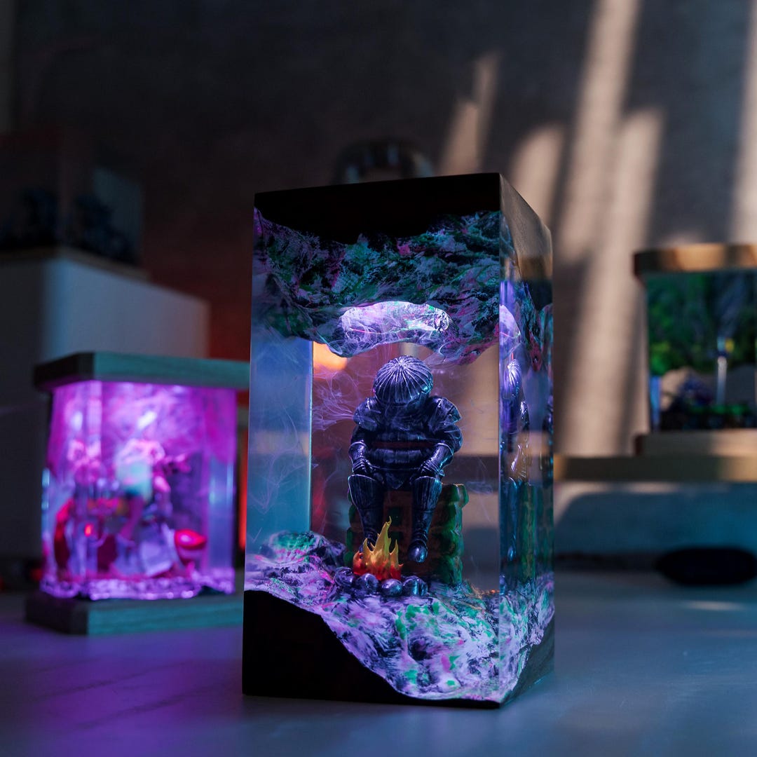 Fantasy Warrior Diorama Lamp, Oni Knight Resin Night Light, Armored ...