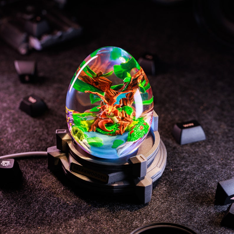 CHARIZARD POKEMON Resin Lamp Egg, Custom Epoxy Resin Art, Handcrafted ...