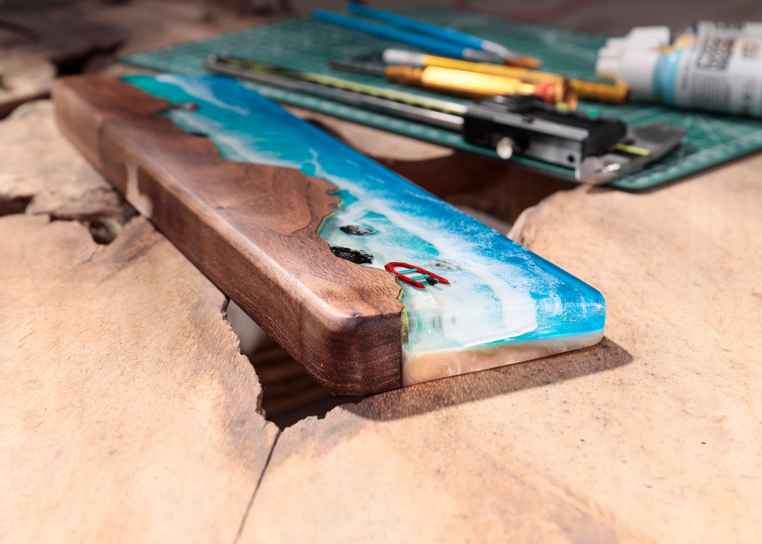 The Far Beach Artisan Wrist Rest, Resin Keyboard Wrist Rest, Custom ...