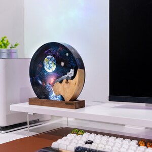 INTERSTELLAR EPOXY LAMP, Space Galaxy Resin and Wood Night Light ...