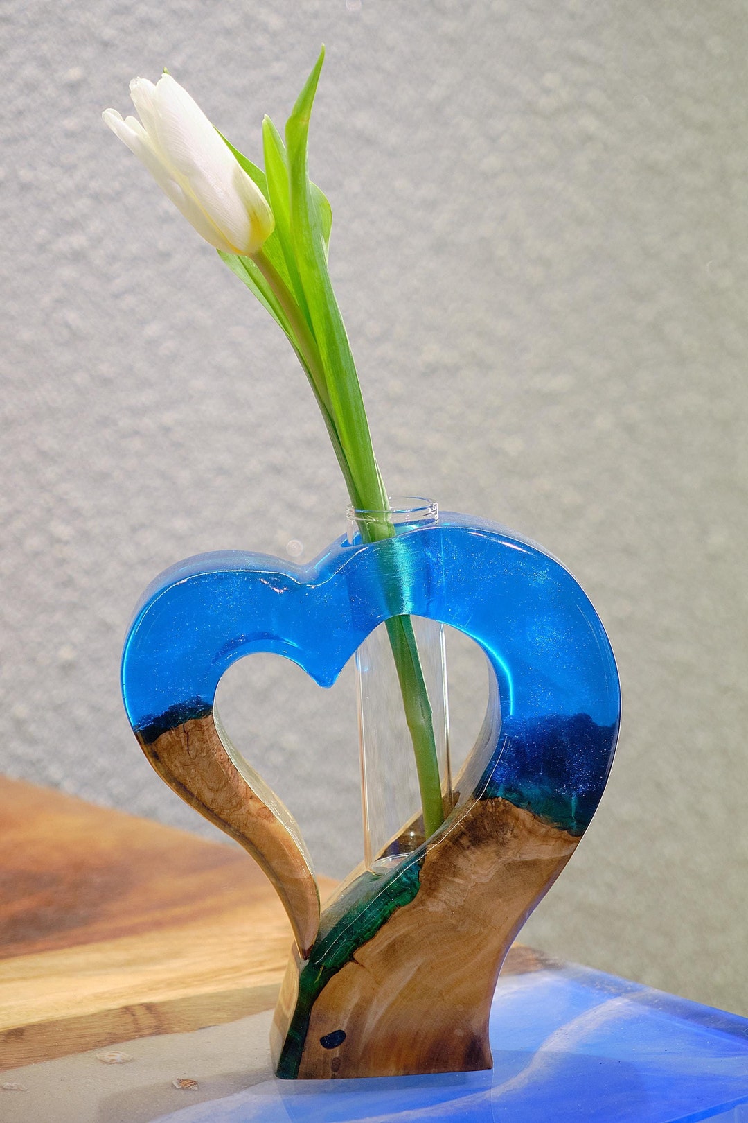 Flower Vase Resin, Resin Epoxy Flower, Flower Art Decor, Blue Resin ...