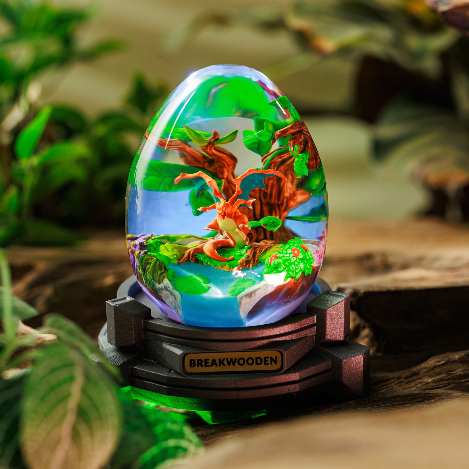 CHARIZARD POKEMON Resin Lamp Egg, Custom Epoxy Resin Art, Handcrafted ...