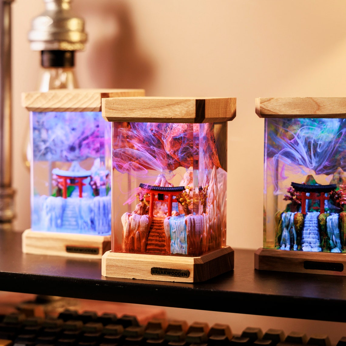 Torri Gate Resin Lamp, Japanese Epoxy Lamp, Custom Epoxy Art Lamp ...
