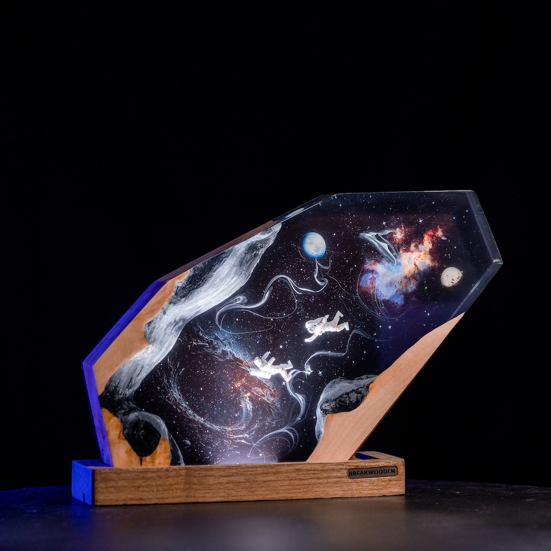 Interstellar Epoxy Lamp, Custom Epoxy Resin Lamp, Resin and Wood Night ...