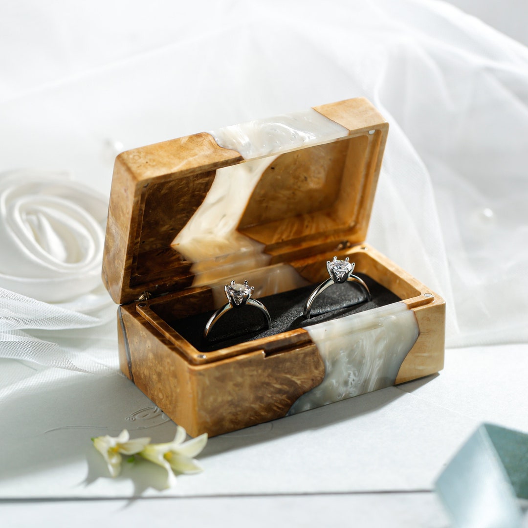Wedding Ceremony Ring Box, Wedding Custom Ring Box, Resin & Wood ...