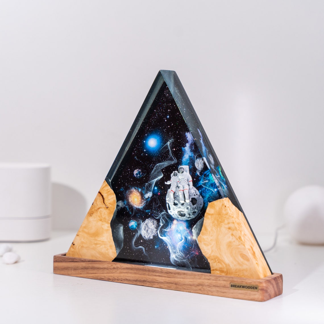 GALAXY SPACE Epoxy Lamp, Custom Epoxy Resin Lamp, Resin and Wood Night ...