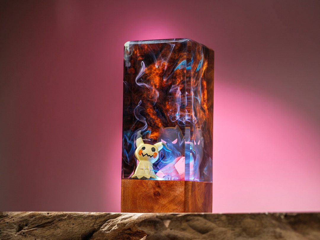 Pokemon Epoxy Lamp, Custom Epoxy Resin Lamp, Resin and Wood Night Light ...