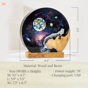 INTERSTELLAR EPOXY LAMP, Space Galaxy Resin and Wood Night Light ...