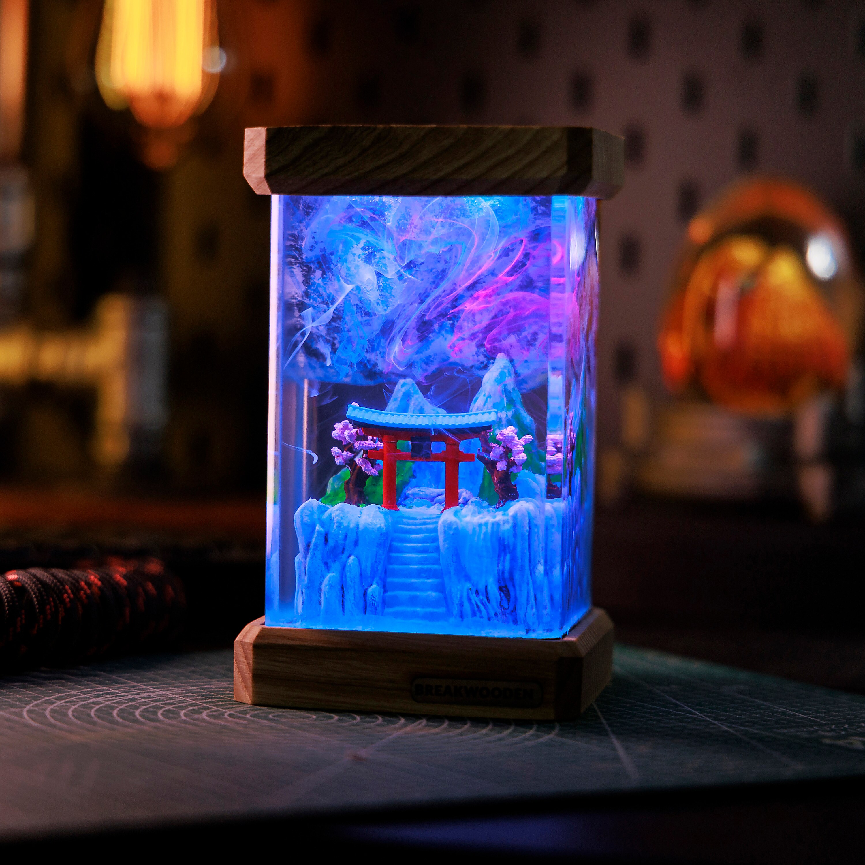 Torri Gate Resin Lamp, Japanese Epoxy Lamp, Custom Epoxy Art Lamp ...