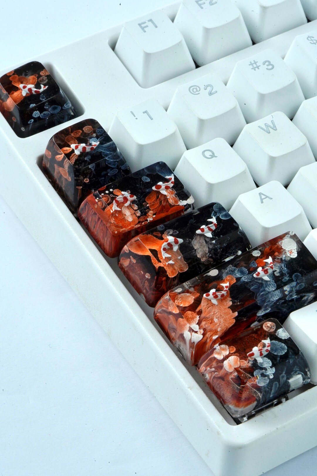 Black Orange Koi Artisan Keycap Custom Keycaps Koi Fish Resin Keycap ...