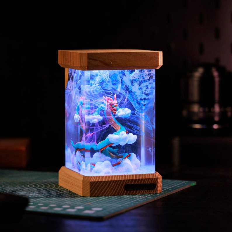 DRAGON Resin Lamp, Custom Epoxy Lamp, Custom Diorama Resin Night Light ...