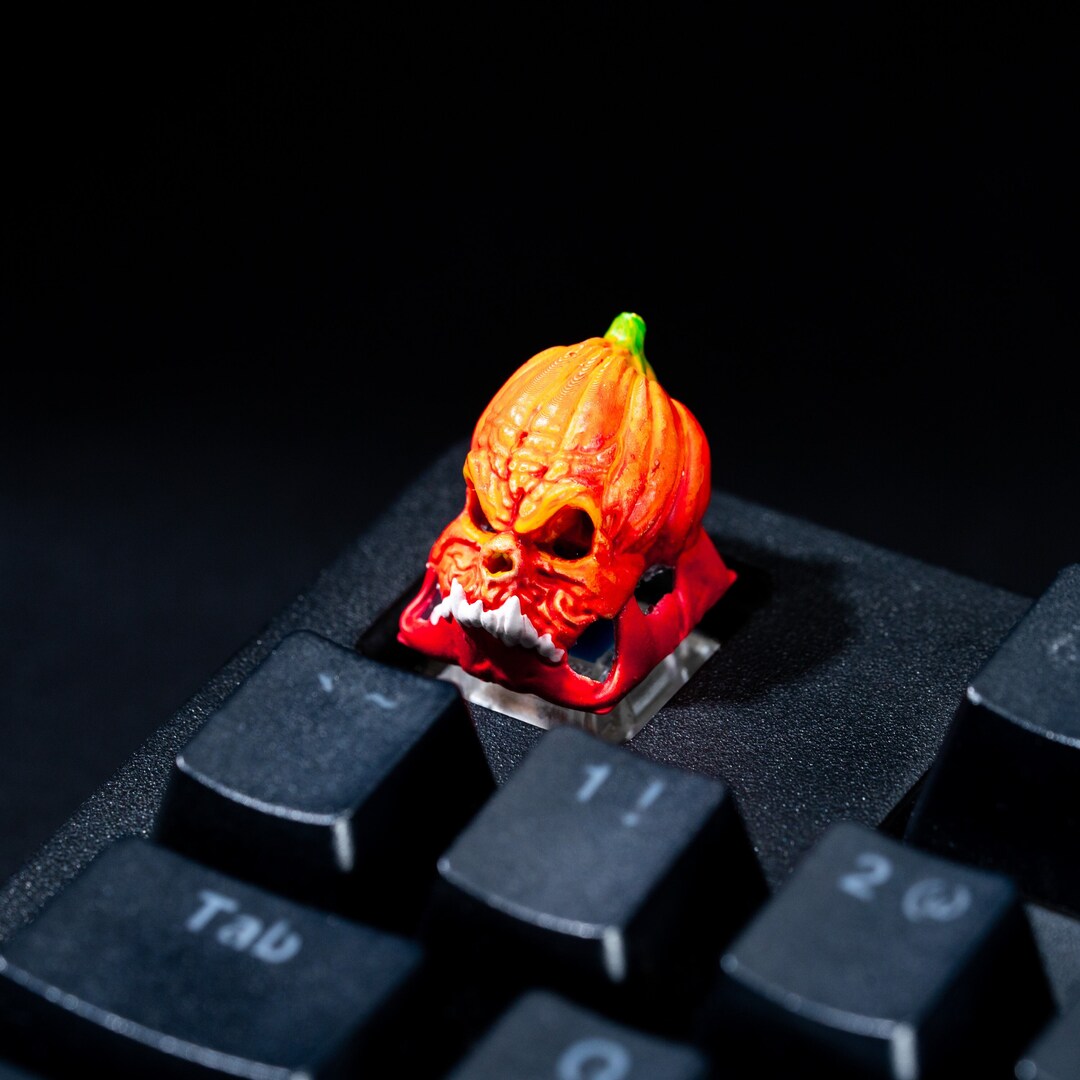 Halloween Skull Pumpkin Artisan Keycap, Skull Pumpkin Custom Keycaps ...