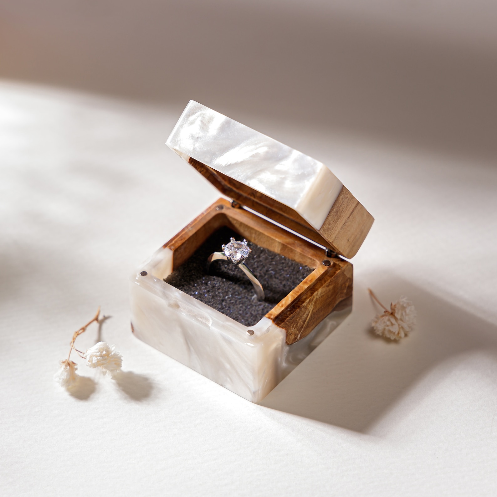 Engagement Custom Ring Box, Resin & Wood Engagement Ring Box, Ring ...