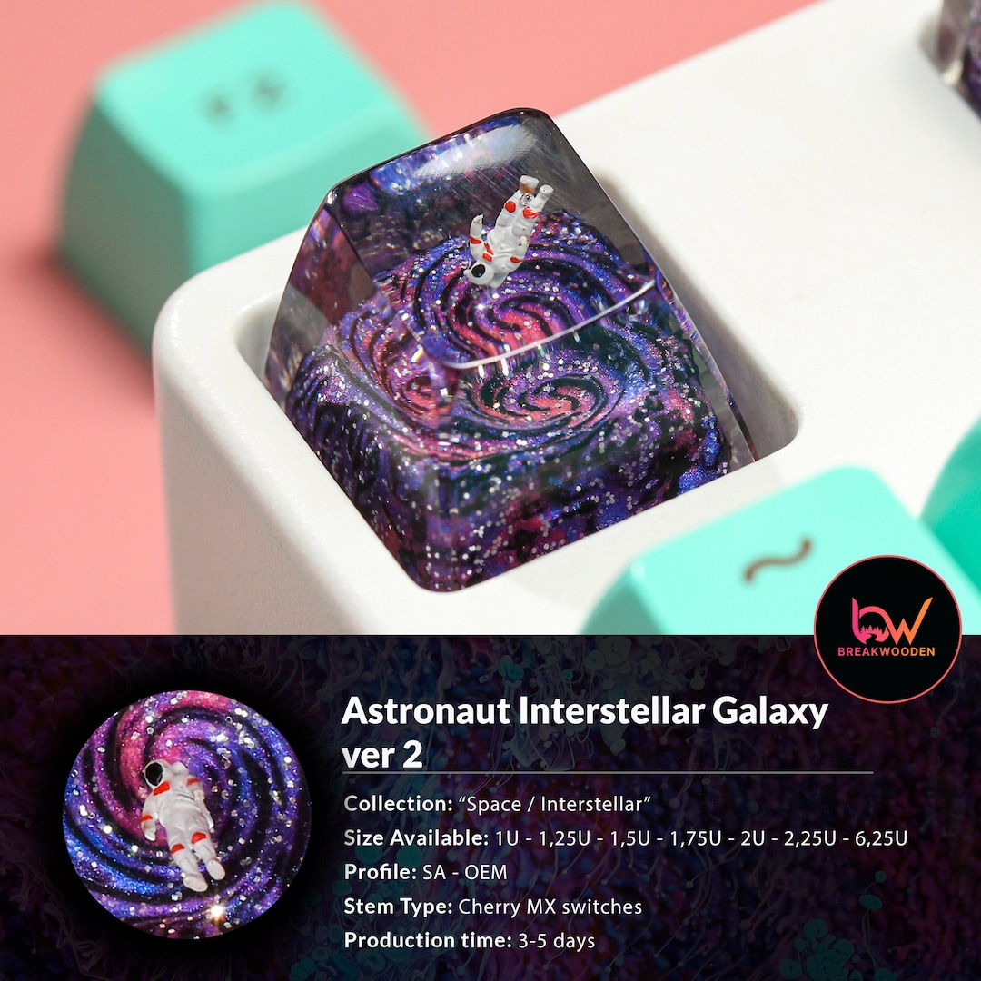 Astronaut Resin Artisan Keycap Ver 2, Galaxy Spacebar Keycaps ...