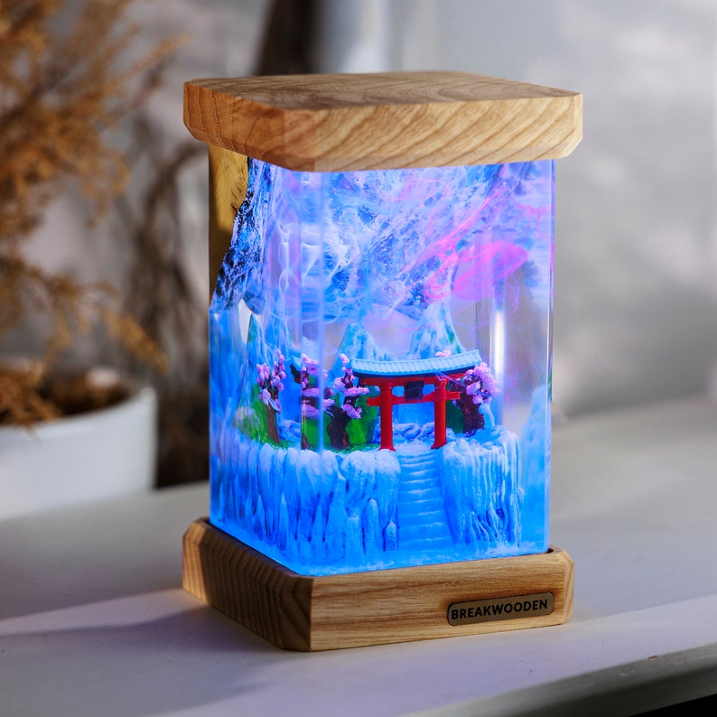 Torri Gate Resin Lamp, Japanese Epoxy Lamp, Custom Epoxy Art Lamp ...