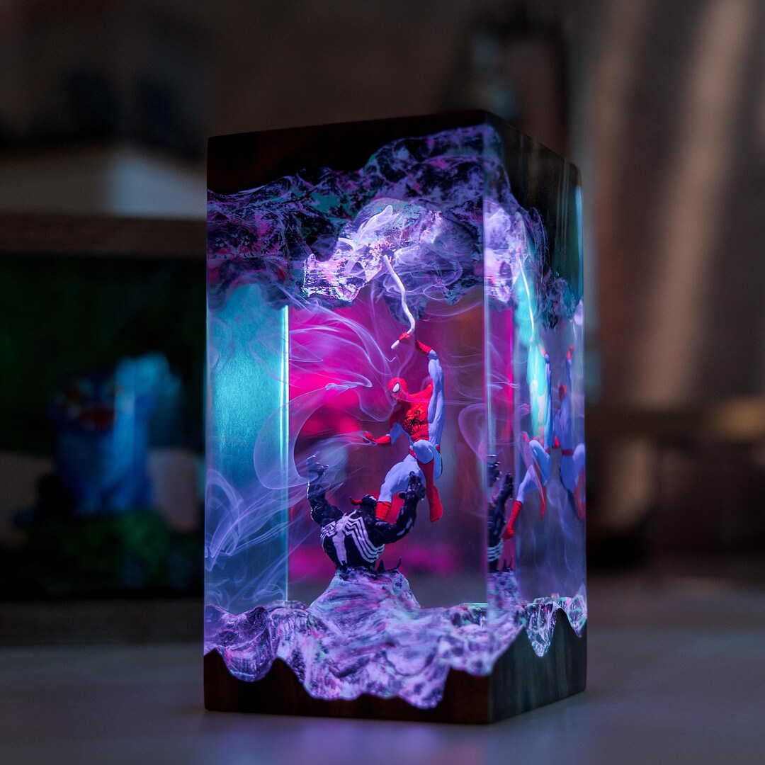 Handmade Anime Resin Diorama Lamp – Superhero Decorative Art Light ...