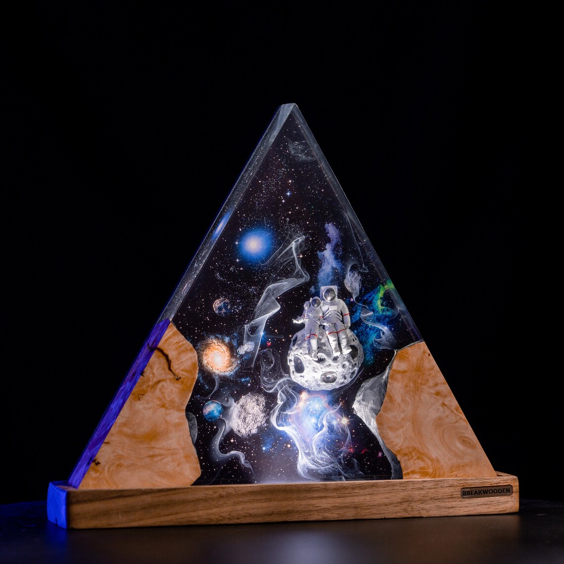 GALAXY SPACE Epoxy Lamp, Custom Epoxy Resin Lamp, Resin and Wood Night ...