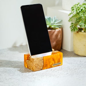 Custom Phone Stand, Wooden and Resin Phone Stand, Personalized Cell ...