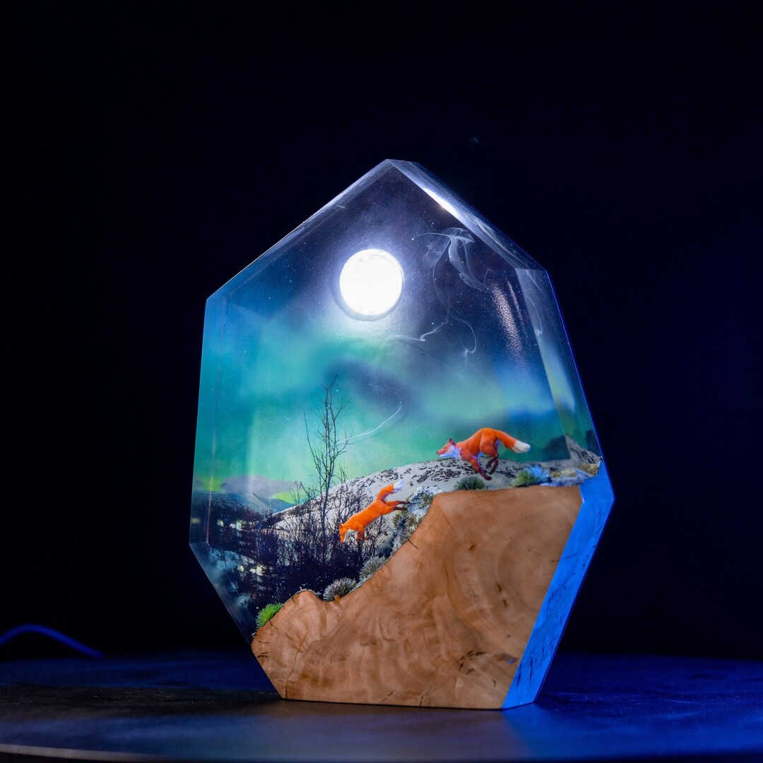 Aurora Borealis Epoxy Lamp Custom Epoxy Resin Lamp Resin Night Light ...
