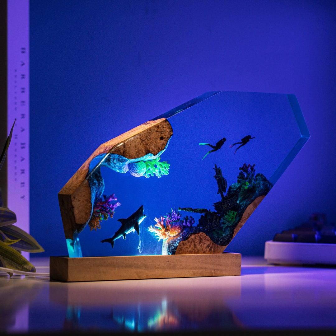 SHIPWRECKED Resin Lamp, Custom Epoxy Lamp, Resin Desk Lamp, Resin Art ...