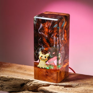 Pokemon Epoxy Lamp, Custom Epoxy Resin Lamp, Resin and Wood Night Light ...
