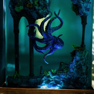 Lamp Scuba Diver Ocean, Octopus Lamp Resin Epoxy Wood, Custom Resin ...