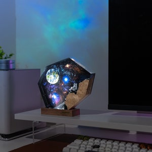 INTERSTELLAR EPOXY LAMP, Space Galaxy Resin and Wood Night Light ...