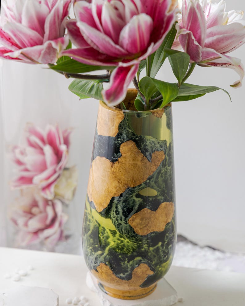 Handmade Wood Resin Flower Vase: Modern Rustic Home Decor - Etsy