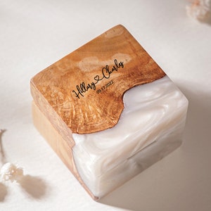 Engagement Custom Ring Box, Resin & Wood Engagement Ring Box, Ring ...