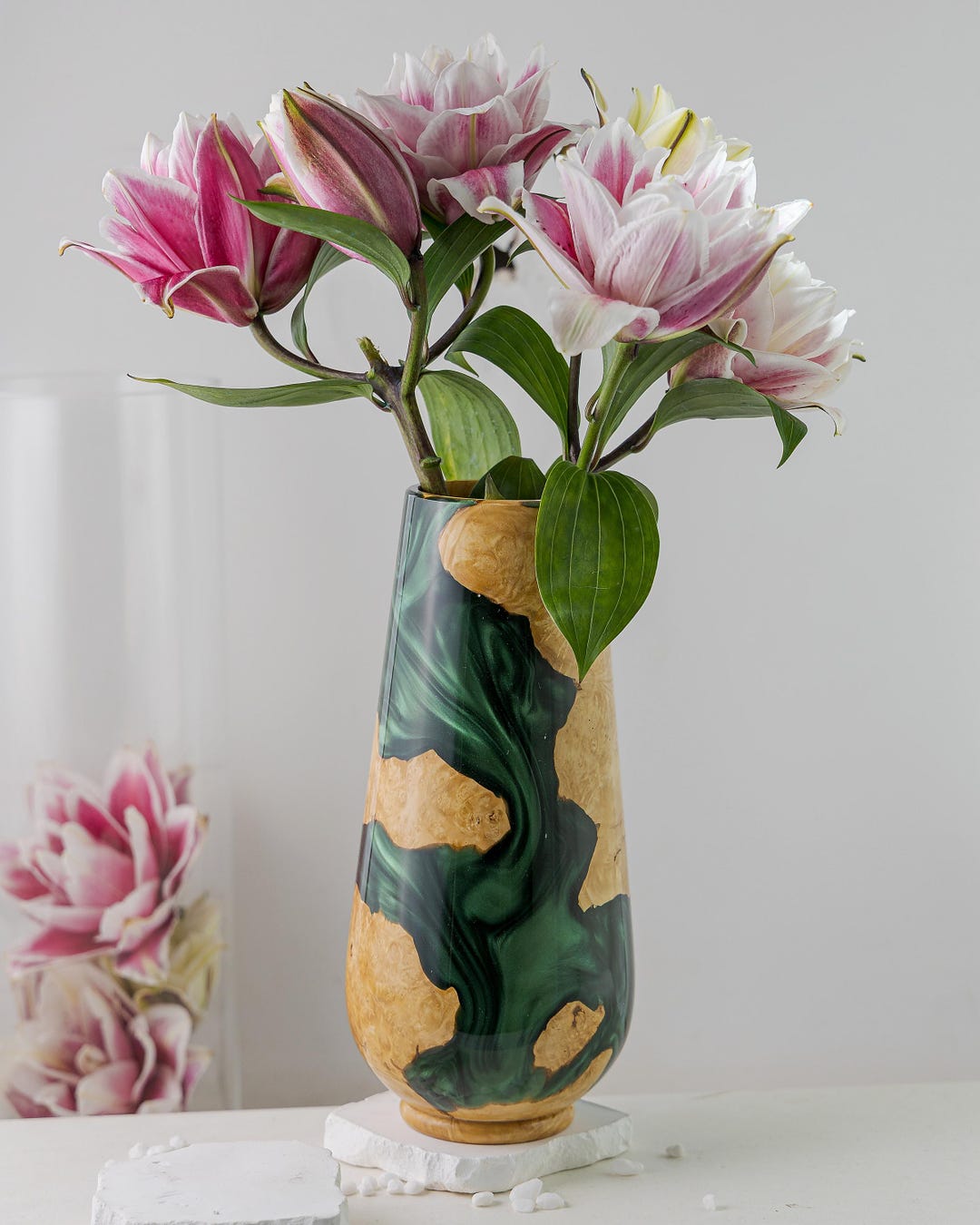Handmade Wood Resin Vase: Modern Rustic Home Decor - Etsy