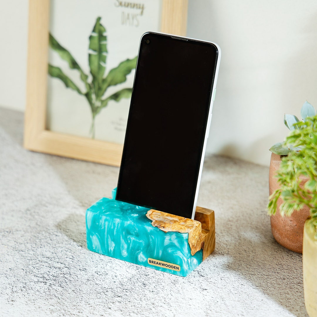 Custom Phone Stand, Wooden and Resin Phone Stand, Personalized Cell ...
