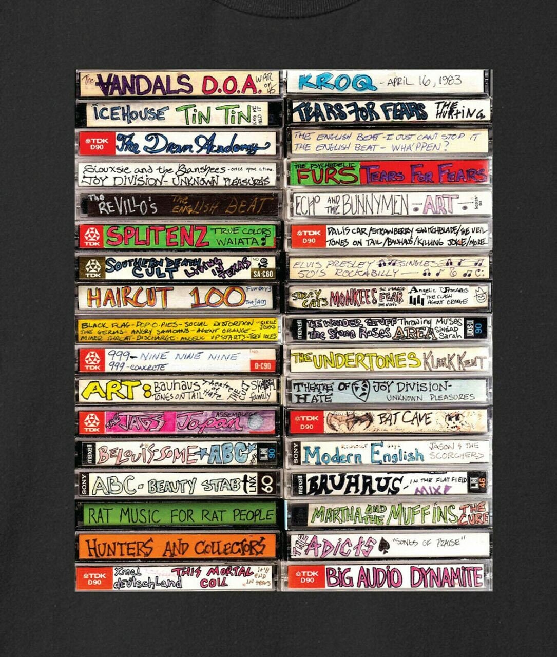 80's New Wave Cassette Tapes - Mixtape 1 - 100% Ringspun Cotton T-shirt ...