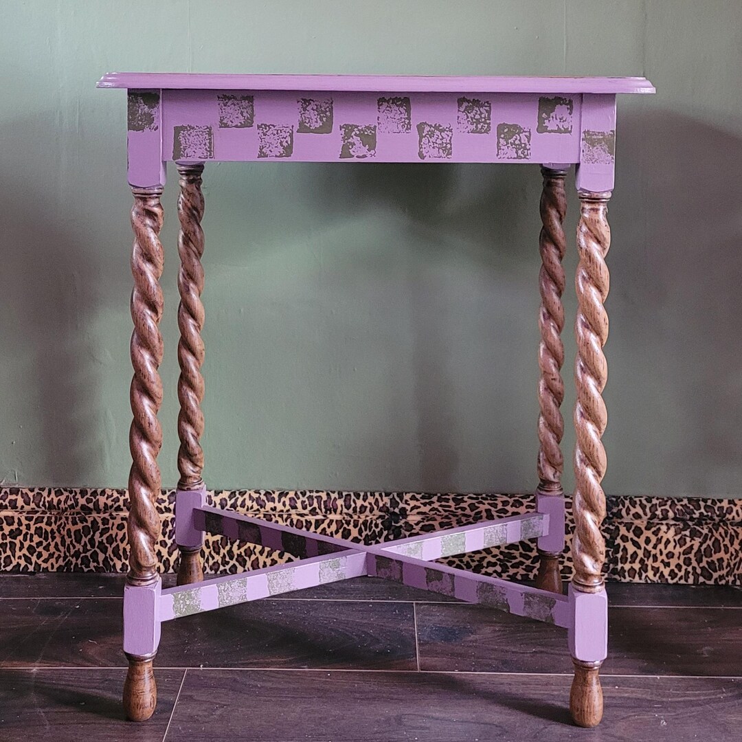 Pretty Pastel Purple Side Table, Vintage Barley Twist Nightstand/end ...