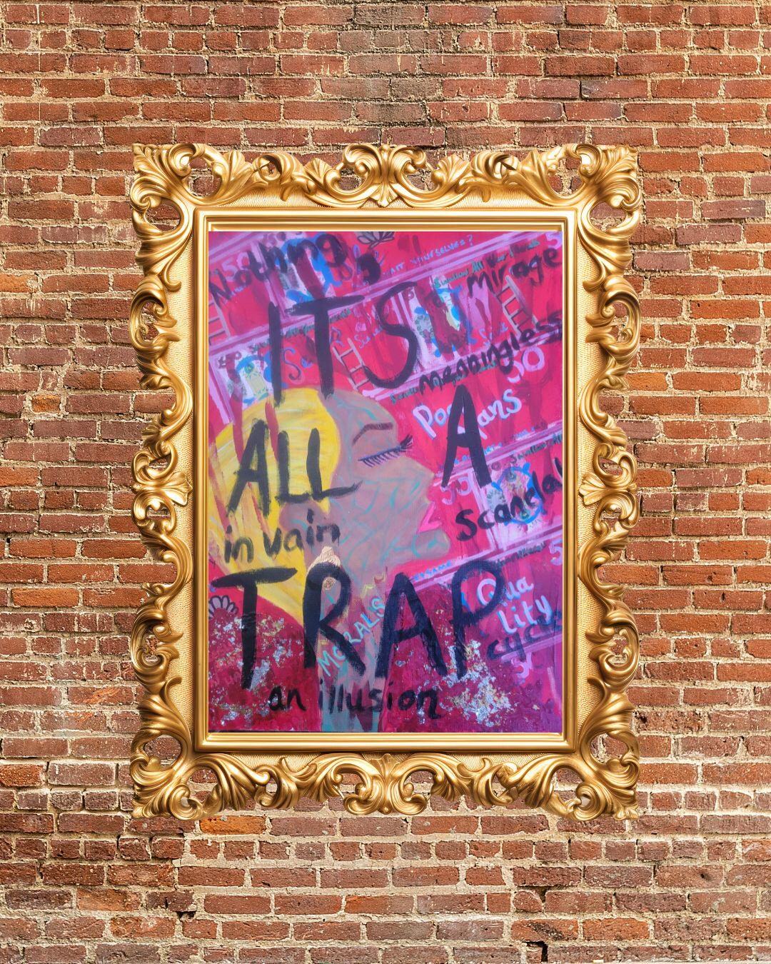 Grunge Pop Art Wall Print | "it's All a Trap" Urban Collage | Red Mixed ...