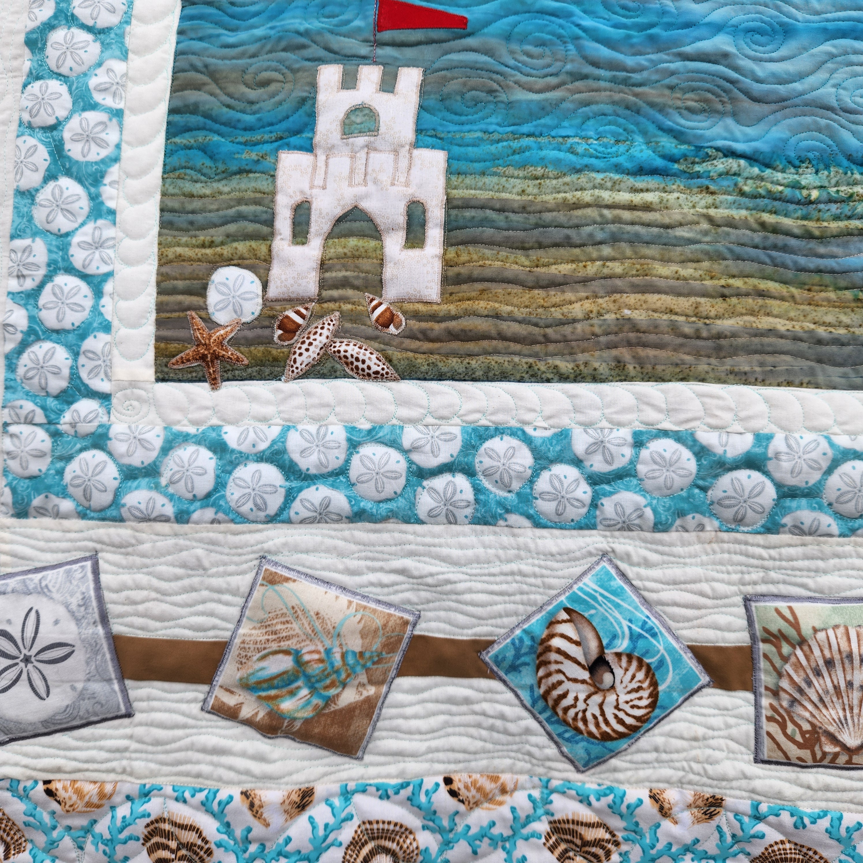 Sandcastle Seashells by the Sea Quilt, Seaside Quilt Wall Decor - Etsy