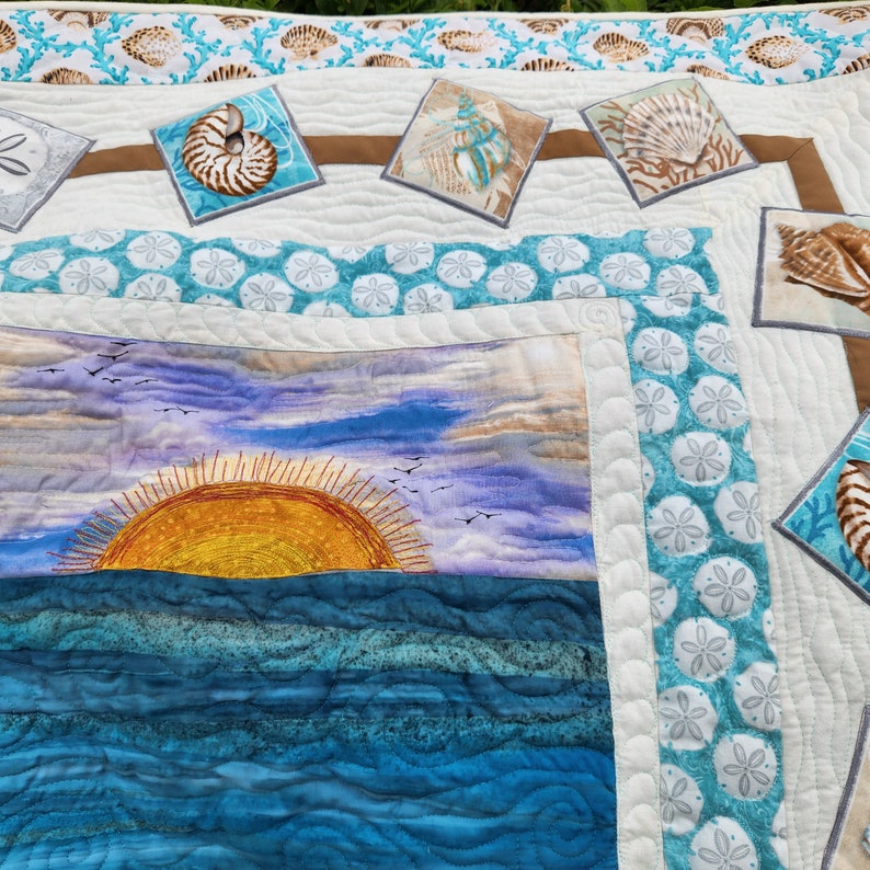 Sandcastle Seashells by the Sea Quilt, Seaside Quilt Wall Decor - Etsy