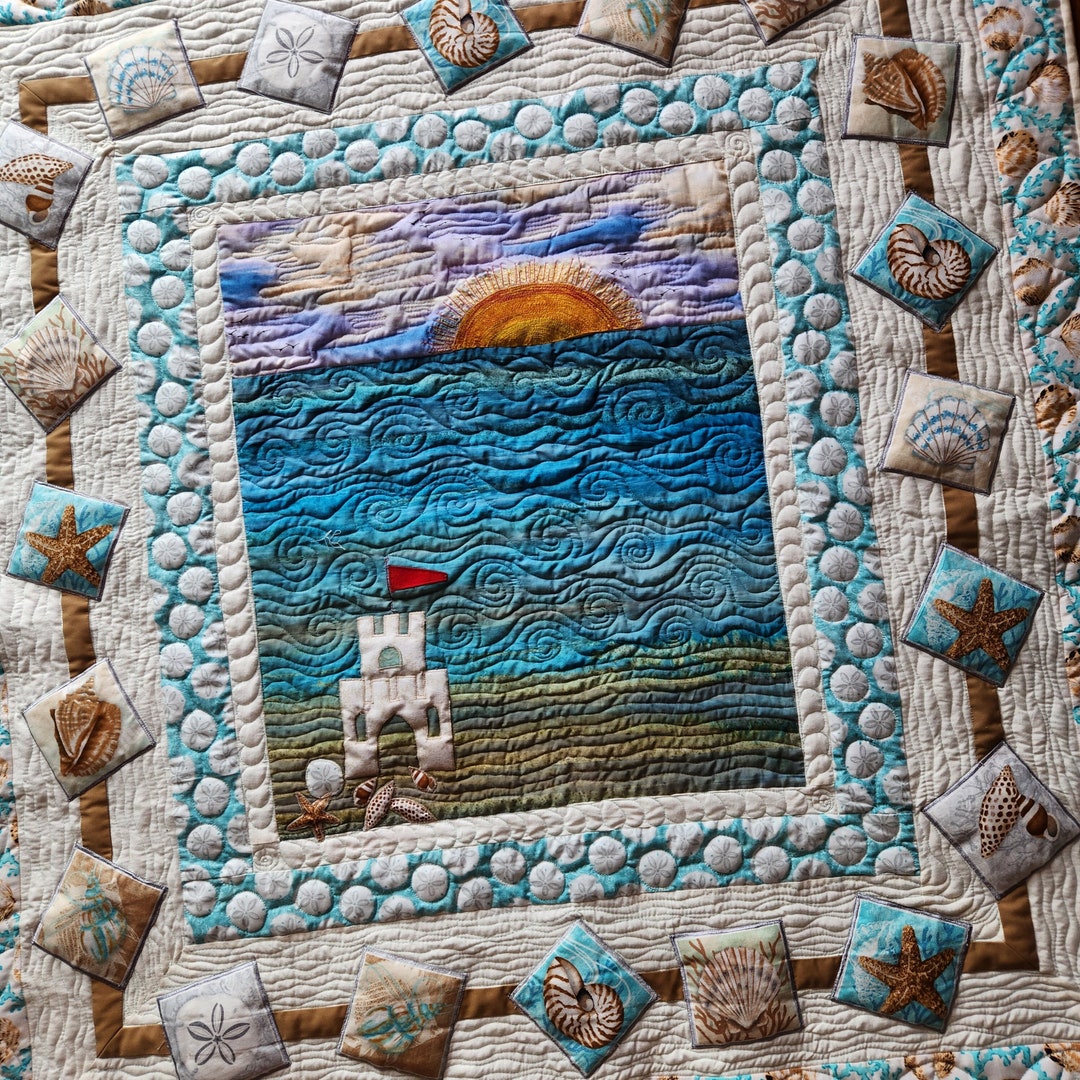 Sandcastle Seashells by the Sea Quilt, Seaside Quilt Wall Decor - Etsy