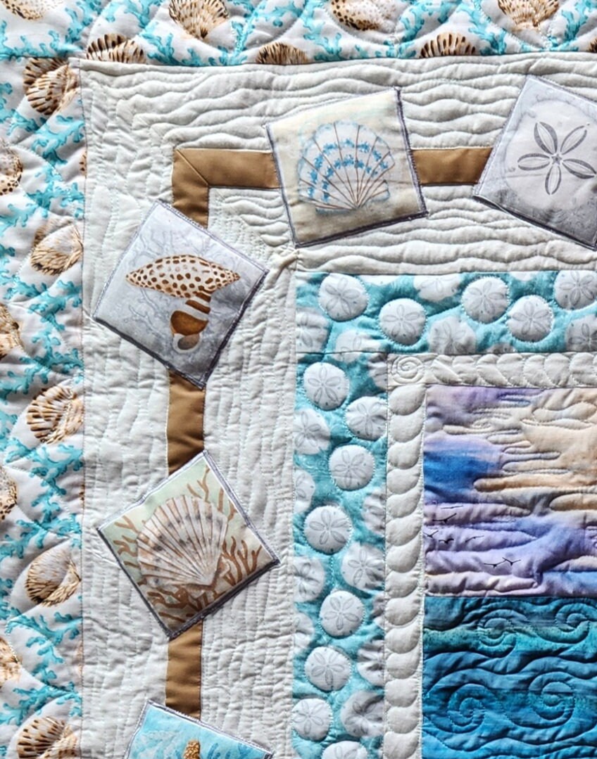 Sandcastle Seashells by the Sea Quilt, Seaside Quilt Wall Decor - Etsy