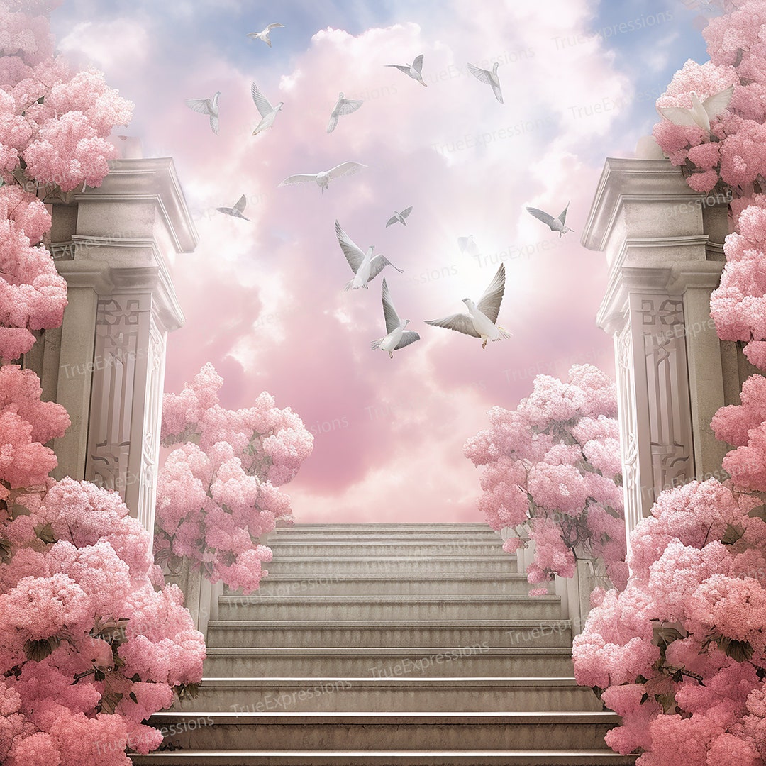 Memorial Hydrangeas VI, AI Art, Christian, Funeral, Clouds, Pink ...