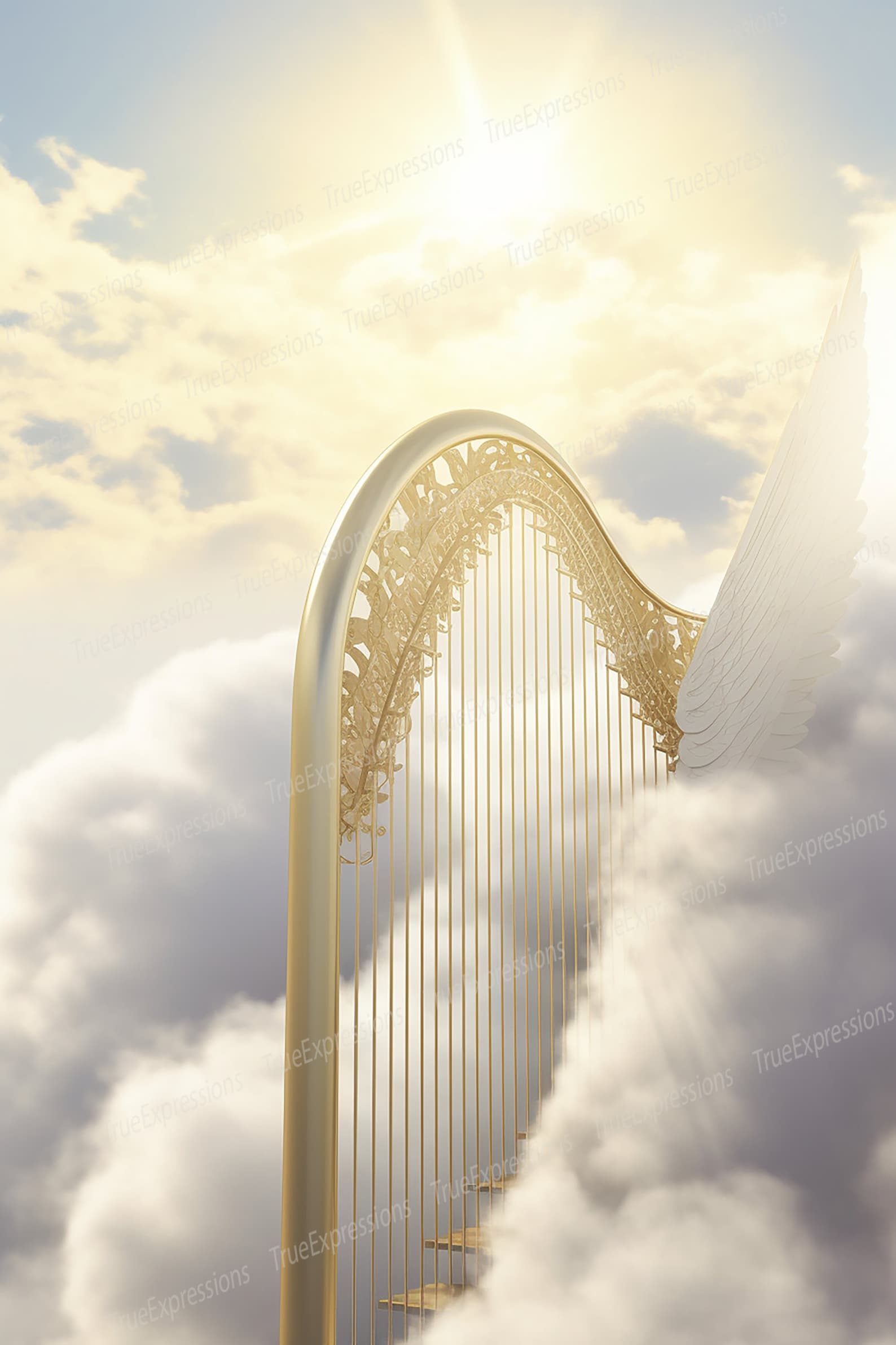 Harp Angel Wing Art: Christian Memorial PNG (digital Download) - Etsy