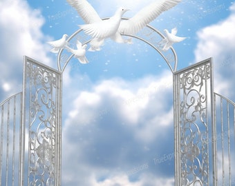 Stairway to Heaven II, AI Art, Christian, Funeral, Gates, Blue, Heaven ...