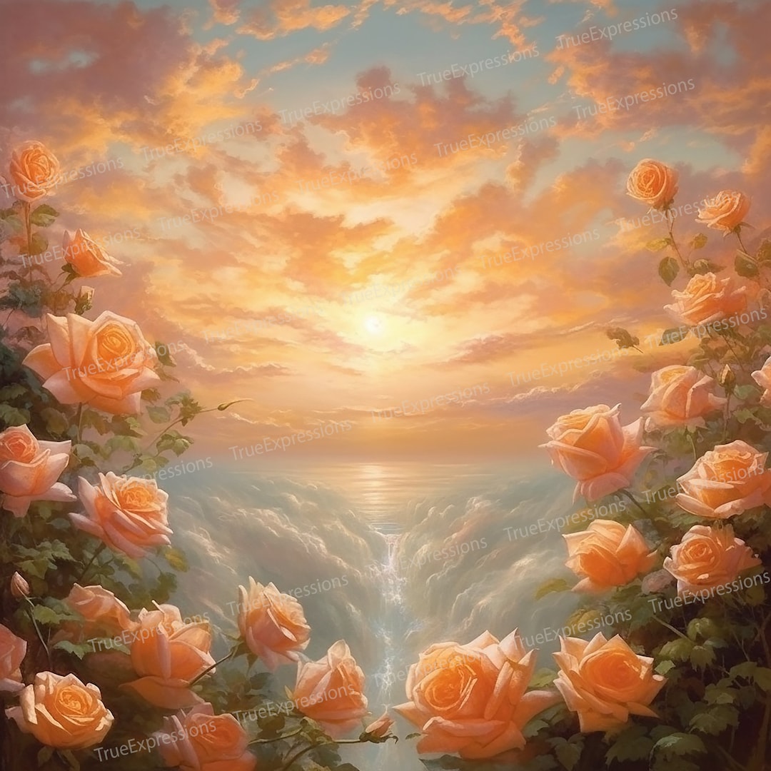 Orange Roses Heaven Art: Floral Cloudscape PNG (digital Download) - Etsy